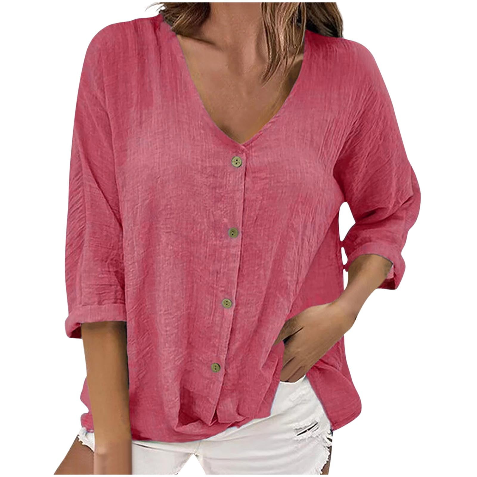 Click here for Ohufall Button Down Shirts For Women Fall 3/4 Slee... prices