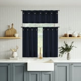 Archaeo Cotton Blend Button Tab Top Cafe Curtain Valance, 54"x14", Navy ...