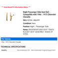 Right Passenger Side Seat Rail - Compatible with 1966 - 1972 Chevy ...