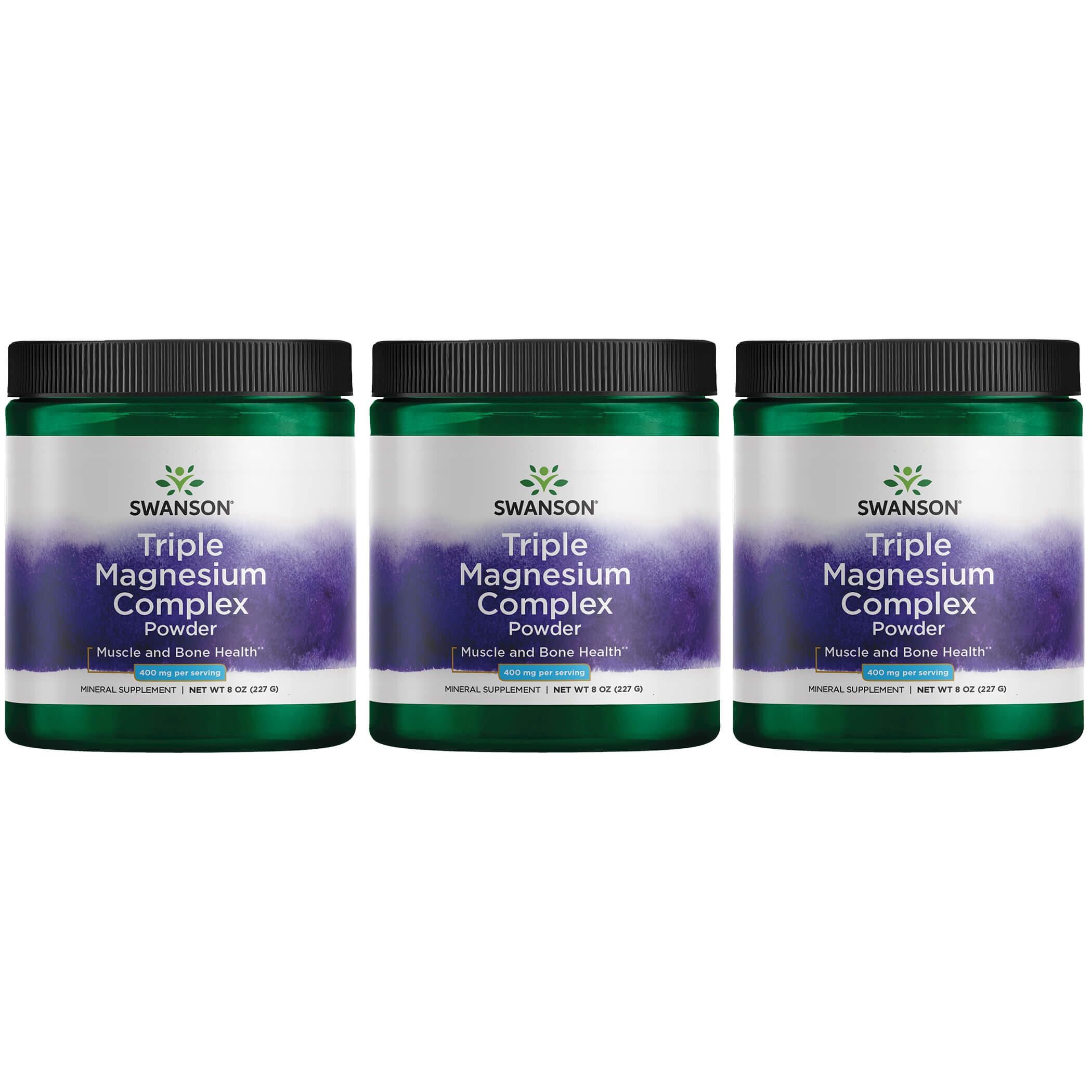 Swanson Triple Magnesium Complex Powder 400 mg 8 oz Pwdr 3 Pack ...