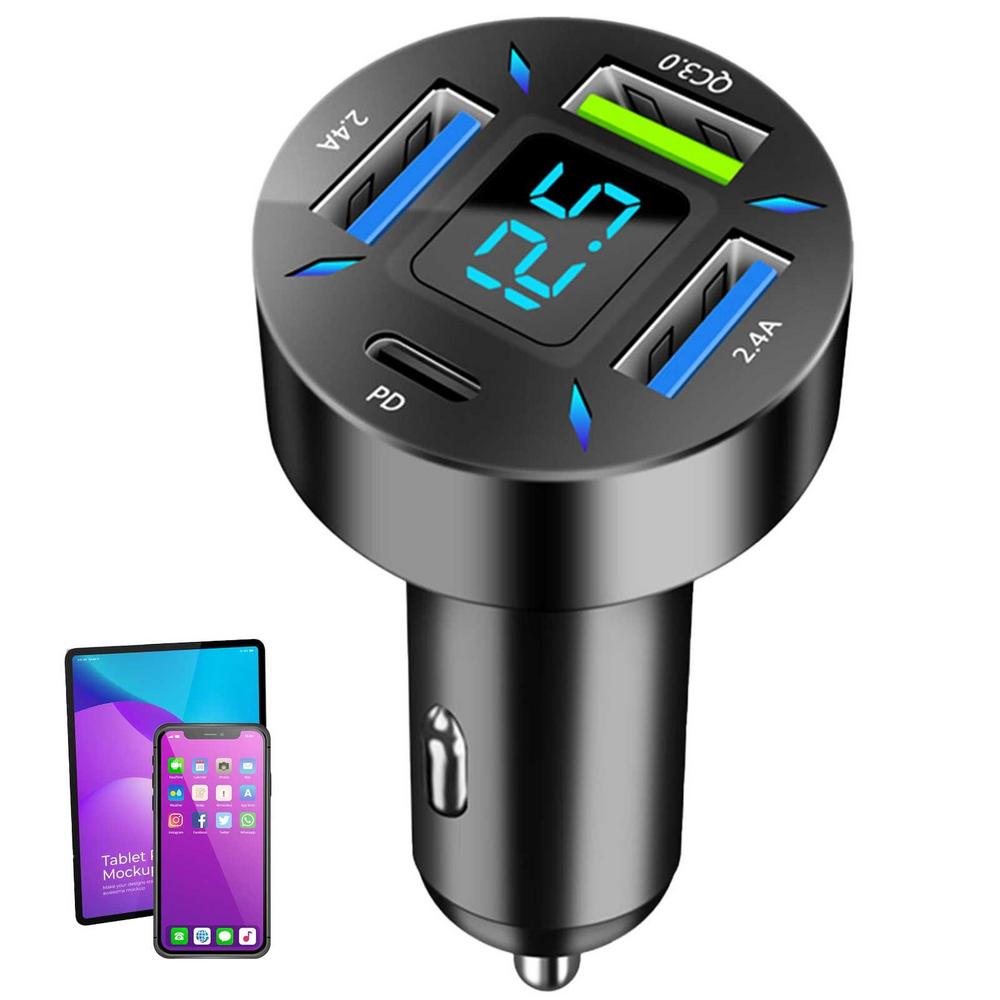 Tohuu Car Charger Adapter 66W USB C 4-Ports Fast Car Charger Quick ...