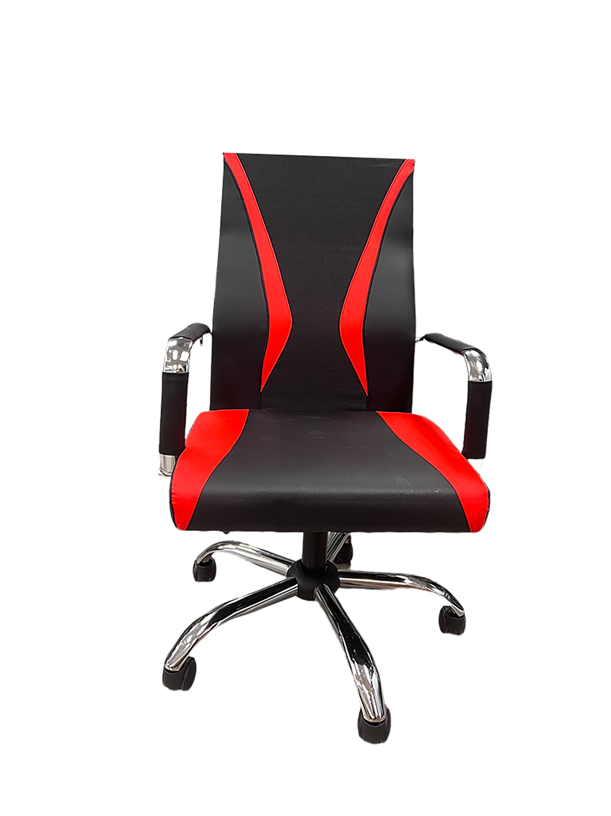 Ergonomic Red PU Leather Office Chair with Armrests, Adjustable Height ...