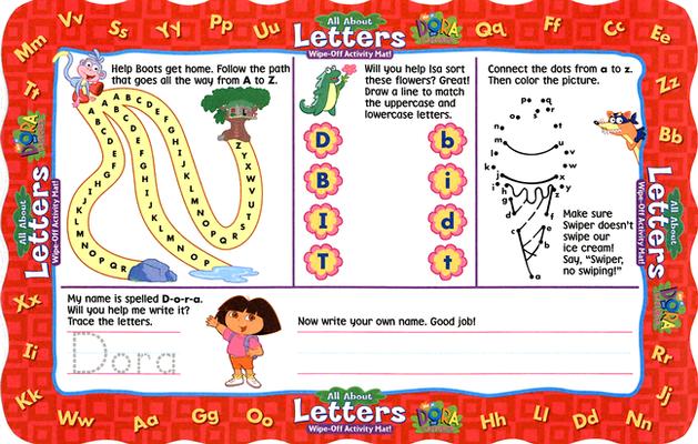 Dora the Explorer Letters Wipe-Off Mat - Walmart.com