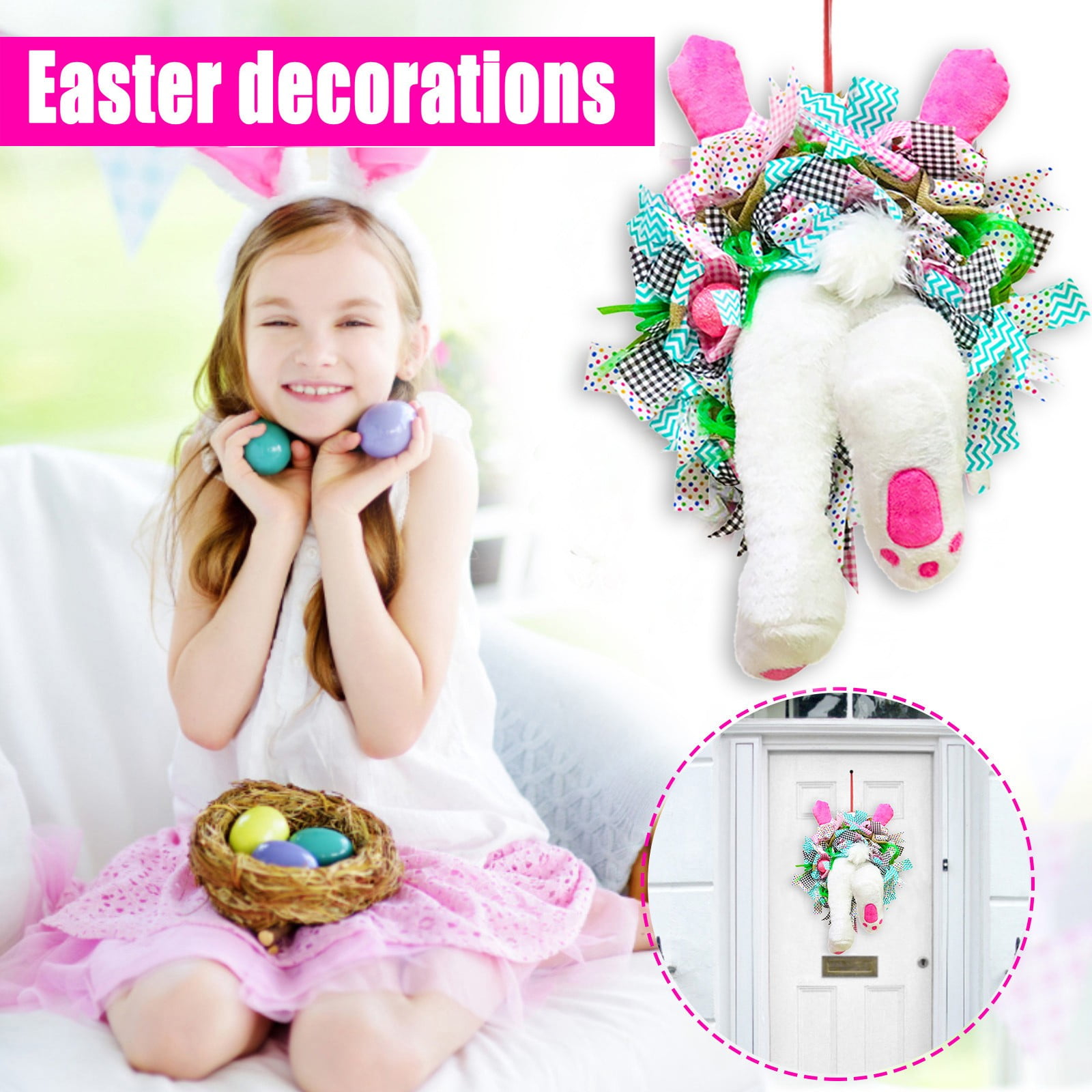 Click here for Bagmrteho White Bunny And Ears Wreath Attachment.... prices