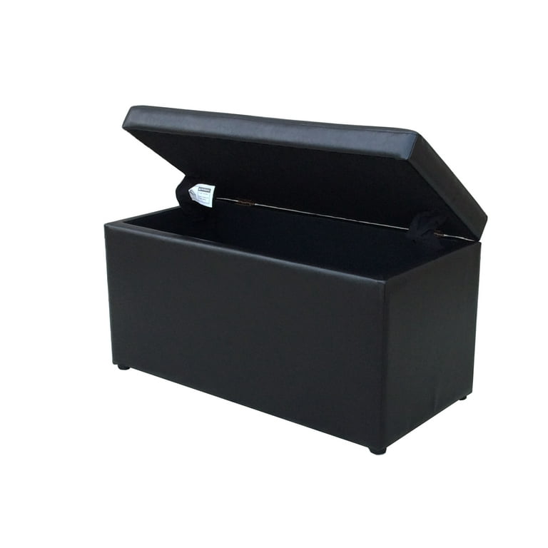 Better Homes Gardens 30 Hinged Storage Ottoman Black Faux Leather
