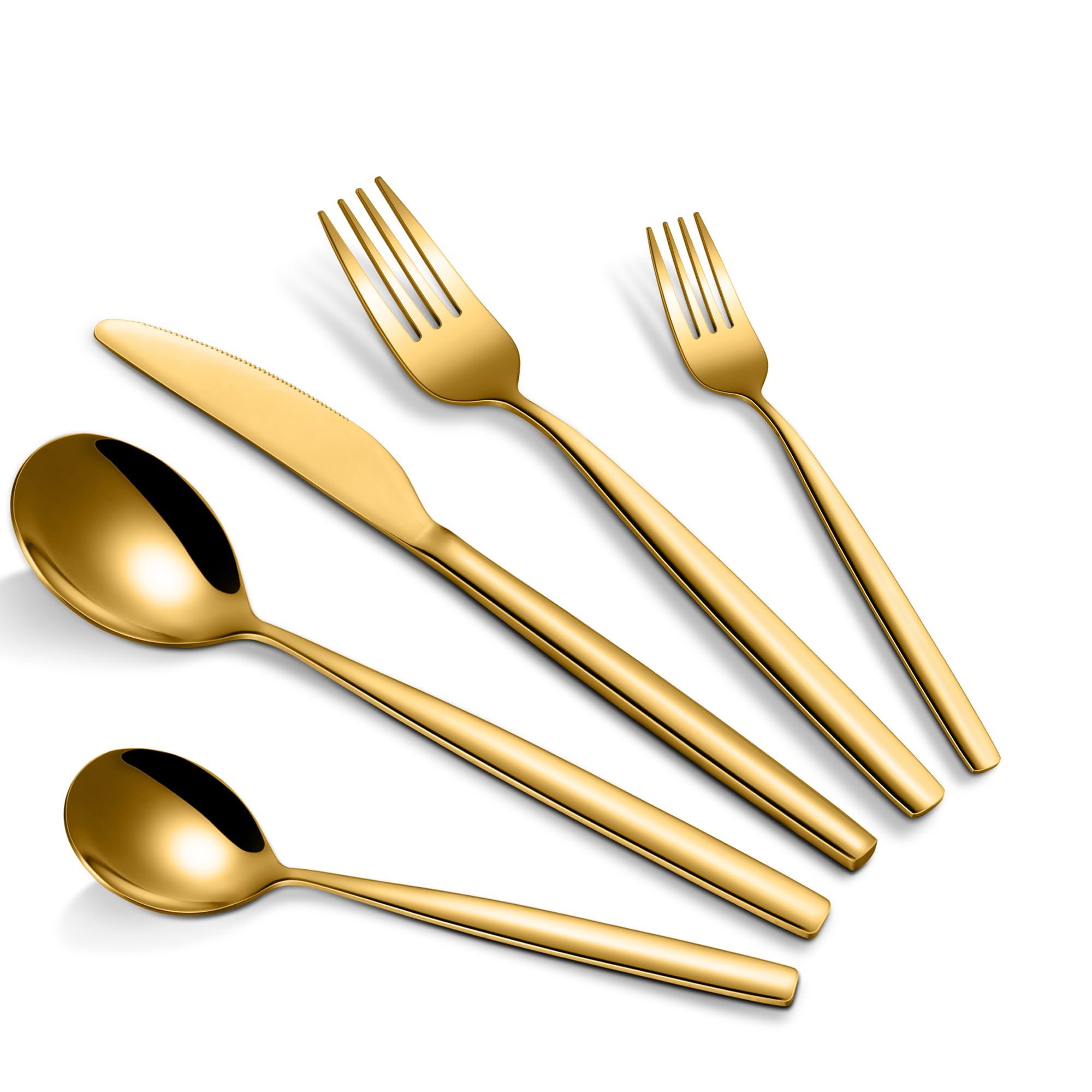 Superior Gold Stainless Steel Flatware Set - 2-Pack 30-Piece Modern ...