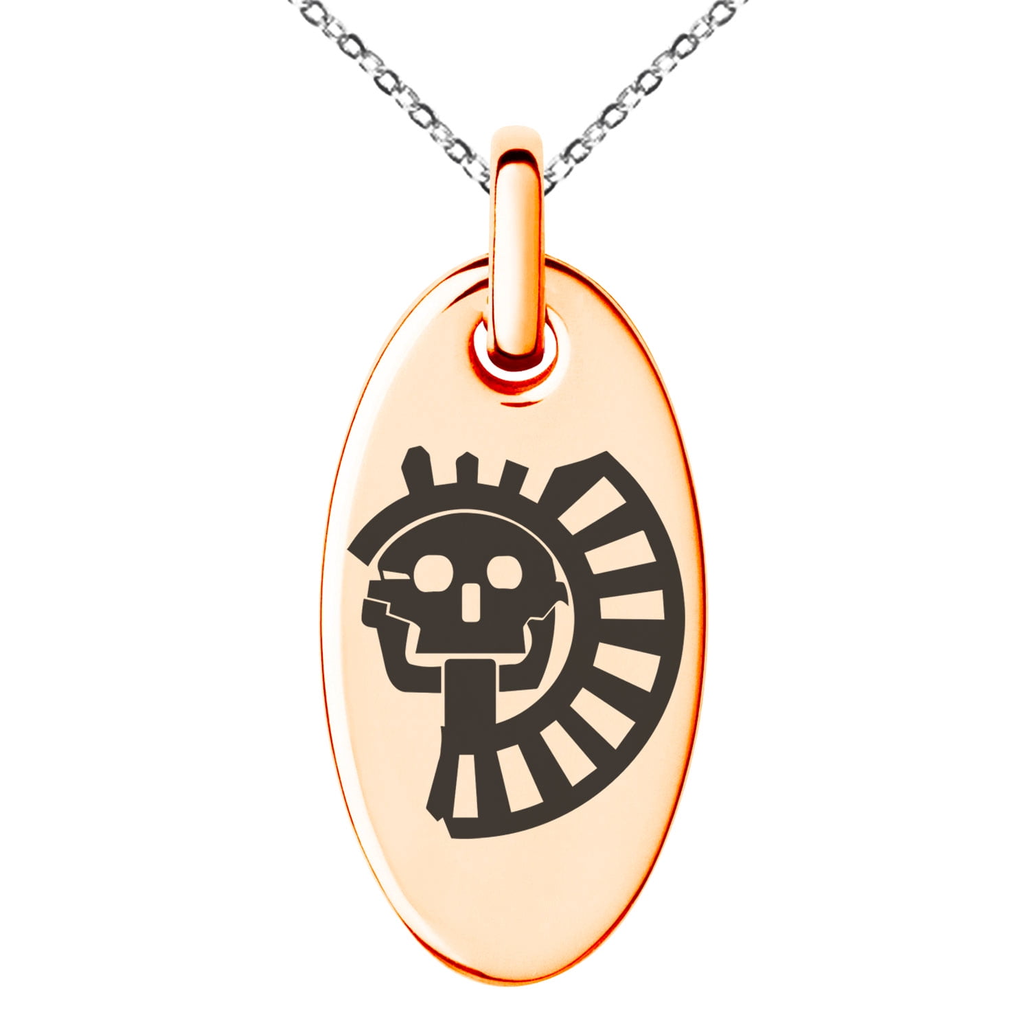 Stainless Steel Aztec Chief Tribe Rune Engraved Small Oval Charm ...