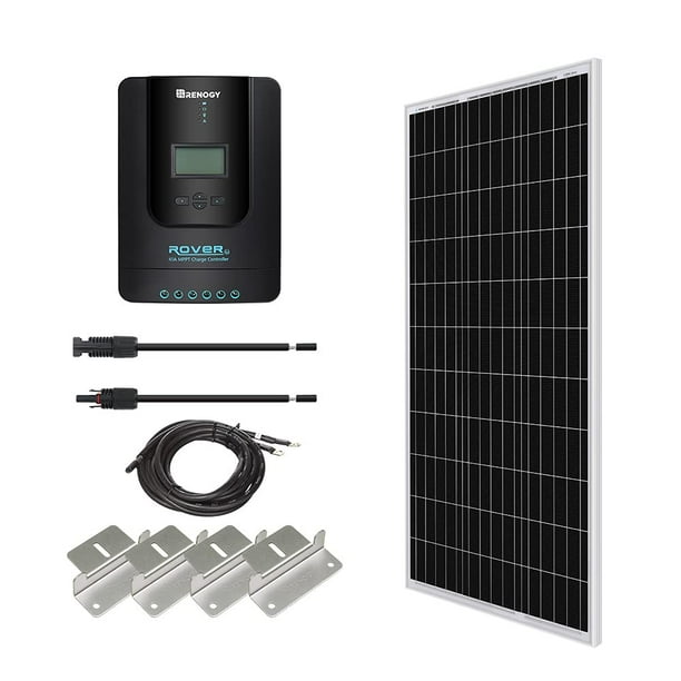 Renogy 100 Watt 12 Volt Monocrystalline Solar Starter Kit with 40A ...