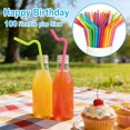 100 pcs bendable plastic straws, colorful disposable bendable party ...