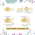 3Pcs 3 Styles Brass Box Clasps with Spring Ring Clasps Flat Round ...