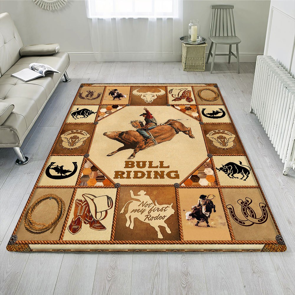 Rectangle Area Rug For Living Room, Bedroom, Bull Riding Rug LHA1817R ...