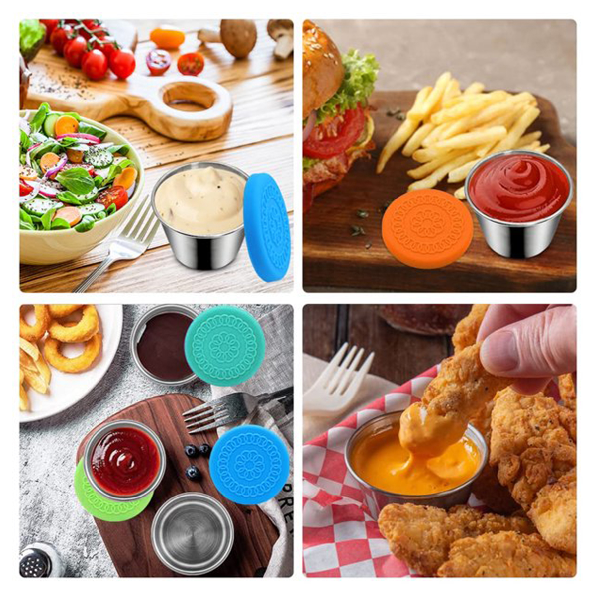 Buy Groking Condiment Cups Containers with Lids,6pcs 1.6 oz.Salad ...