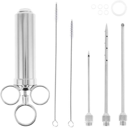 AMERTEER Stainless Steel Meat Injector Syringe BBQ Marinade Flavor ...
