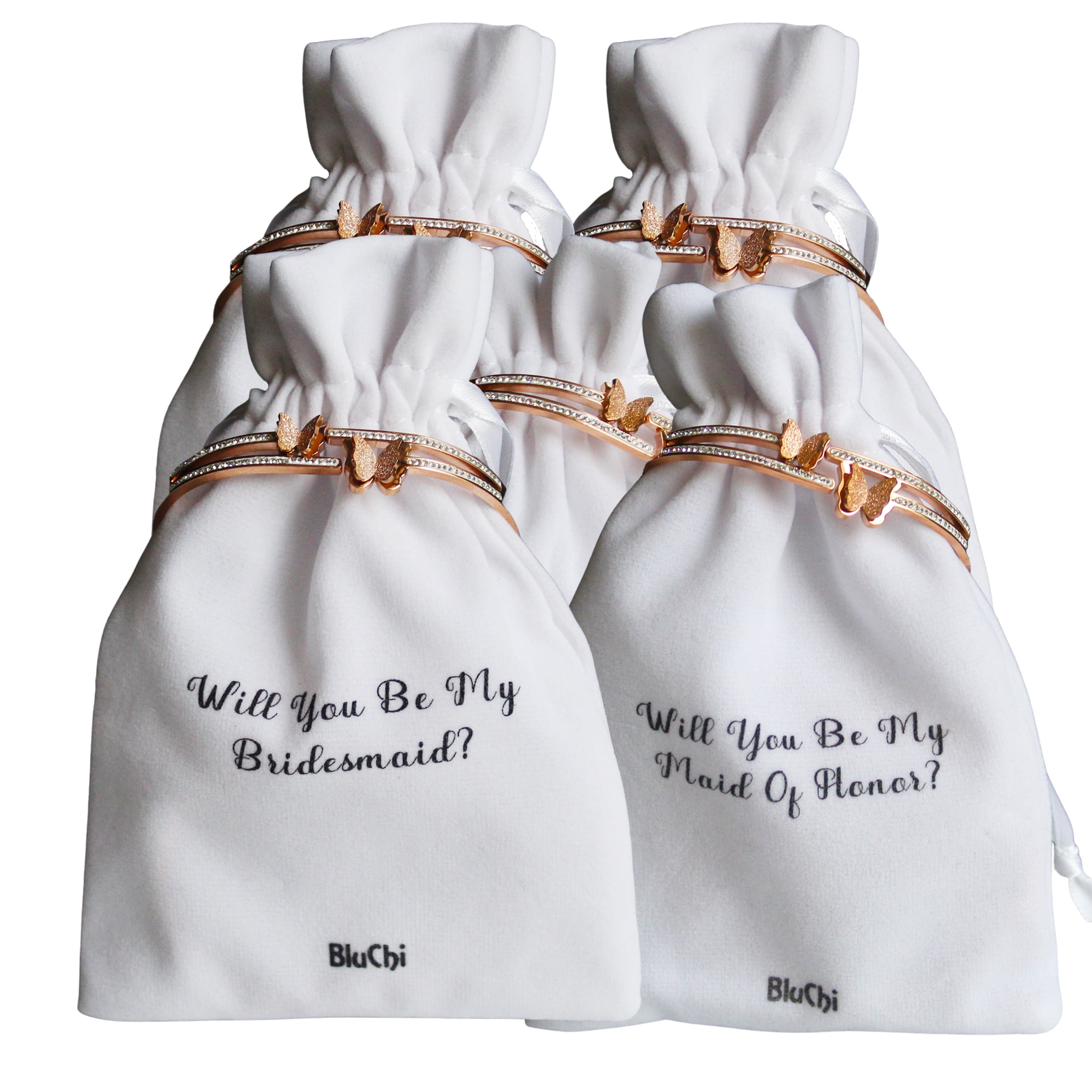 Set of 5 Bridal Party Proposal Pouch with Butterfly Bracelet - 4 ...