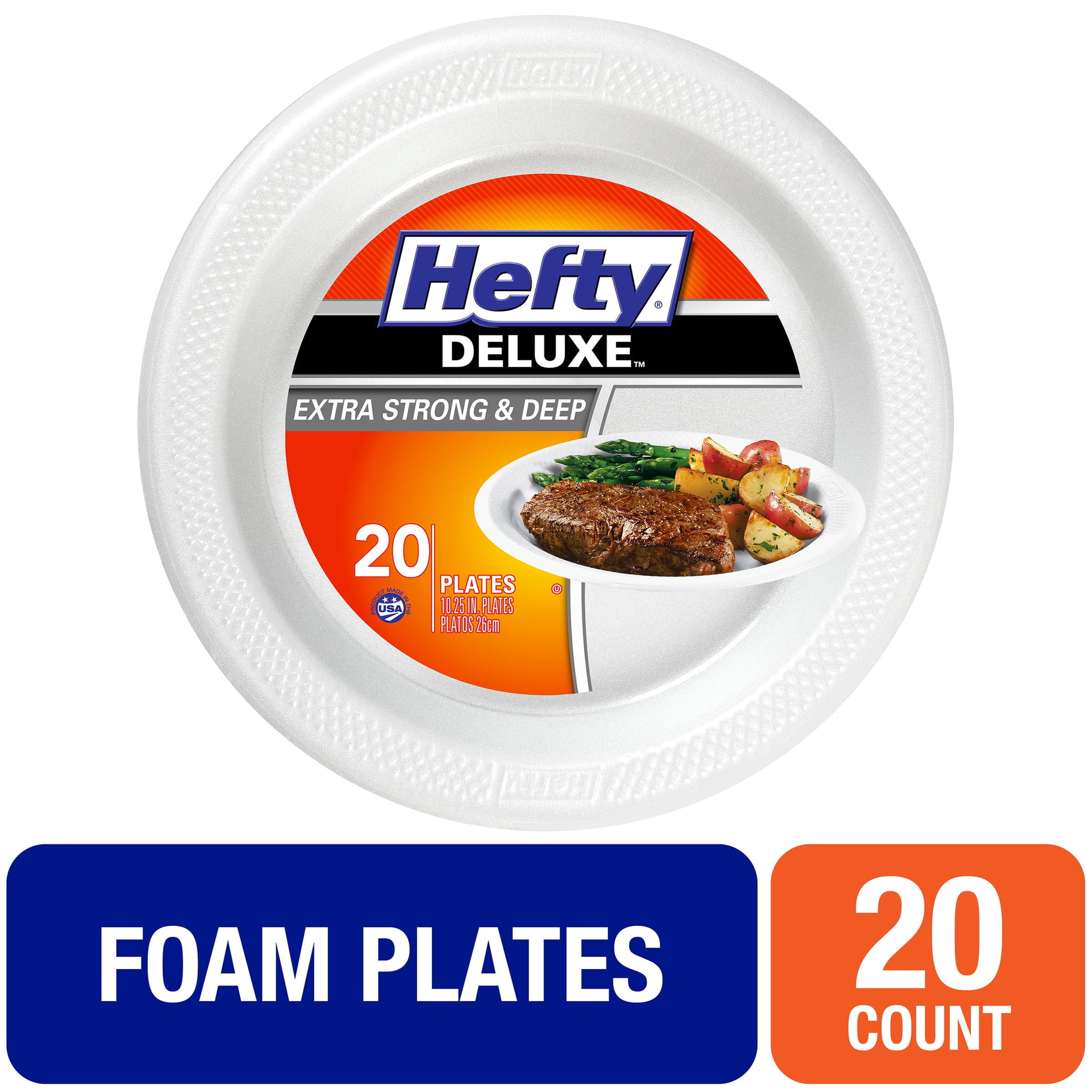 Hefty® Deluxe™ Extra Strong & Deep Plates 20 ct Pack - Walmart.com ...