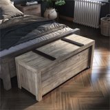 Furniture of America Scandi Wood Hidden Storage Bench in Weathered Oak ...