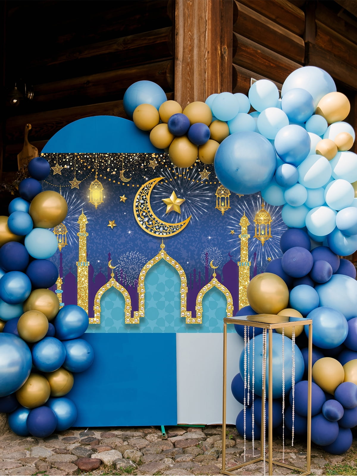 Arch Backdrop Blue Night Gold Arabian Castle Photography Background ...