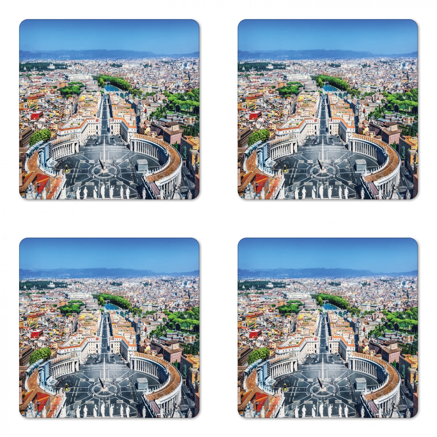 European Coaster Set of 4, Saint Peter's Square in Rome Italian ...