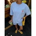Blue Womens Loose Raglan Graphic Tee With Lobster & Lemon Stripe Print ...