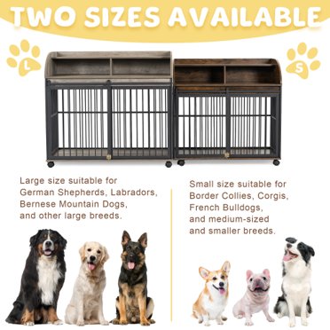 Akaber 71 Inch Double Dog Crate for 2 Dogs，Farmhouse Furniture Style ...