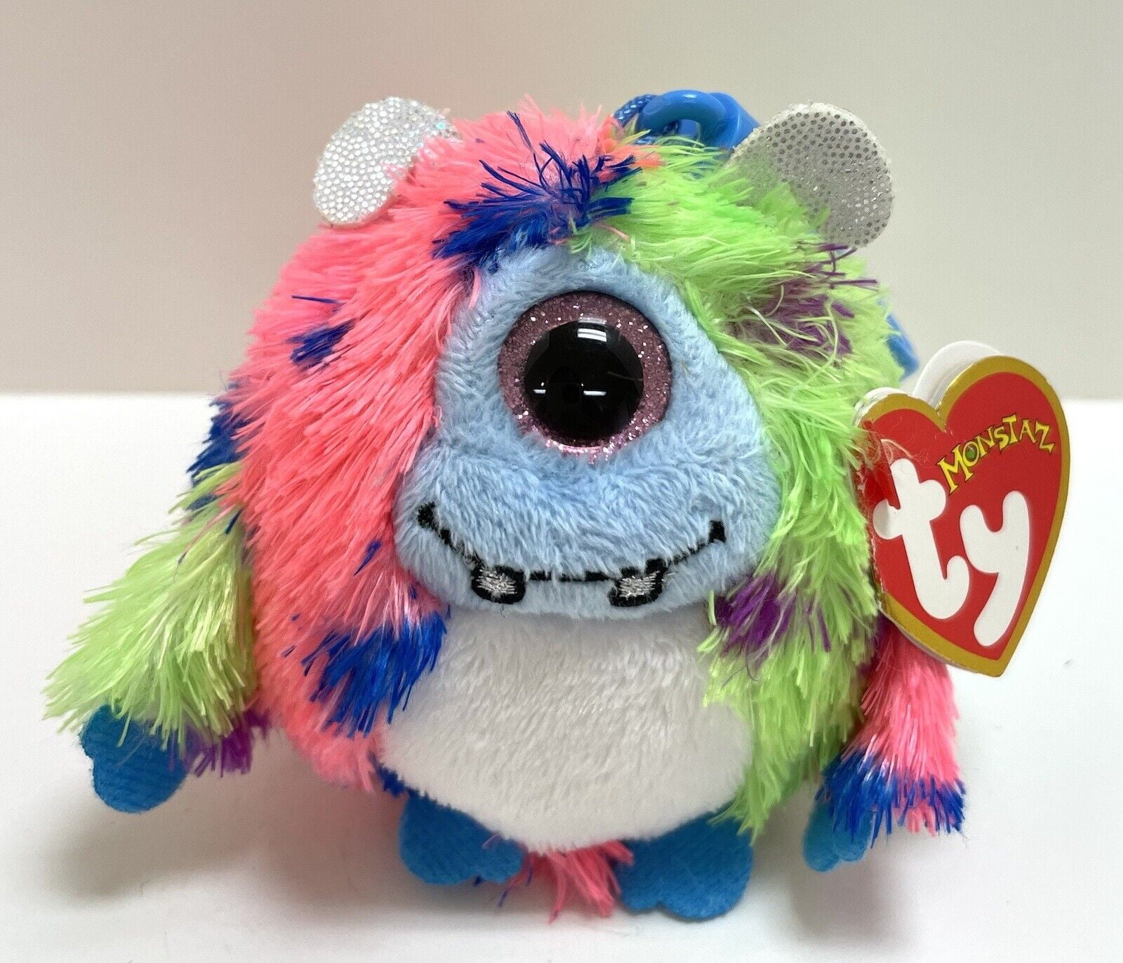 TY Monstaz - MARTY the Pink & Green Polka Dot Cyclops Clip Mini Plush ...