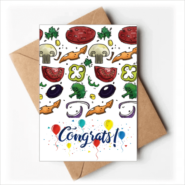 Pizza Tomato Foods Peppers Onion Wedding Cards Congratulations Greeting ...