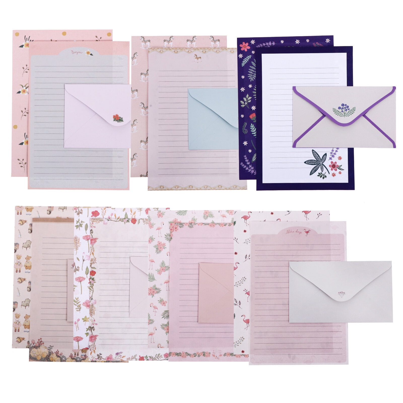 NUOLUX 8 Sets Lovely Floral Letter Paper Cartoon A5 Writing Paper with ...