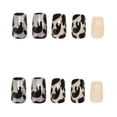 24-Piece Shiny Square Press on Nails Set - Black Geometric Stripes ...