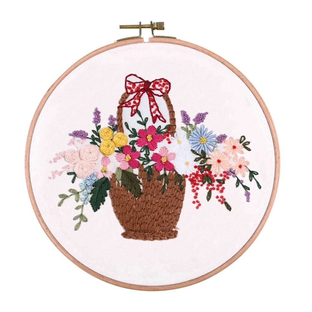 Hand Embroidery Flower Basket Designs