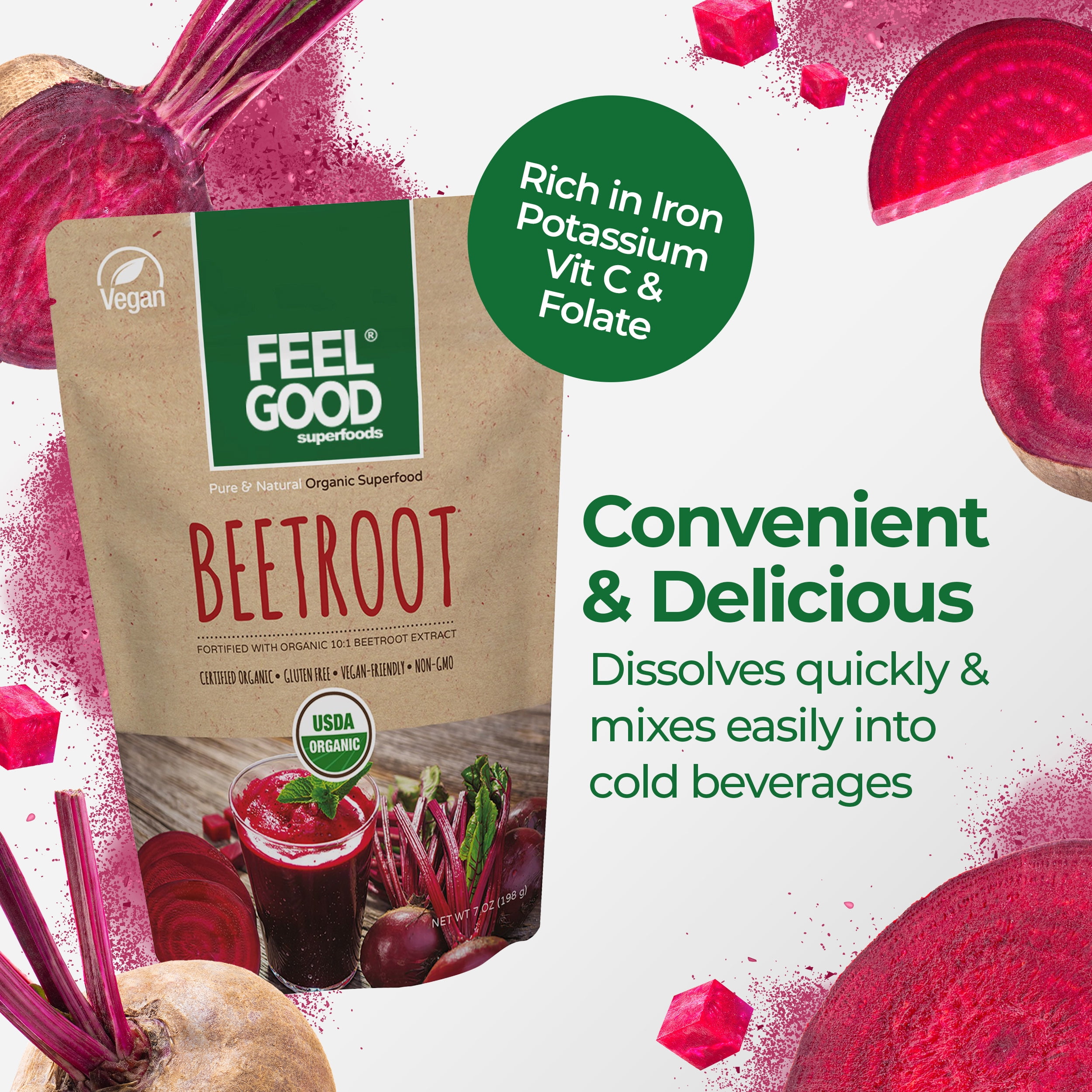 FeelGood Superfoods Fortified Beet Root Powder 7 oz Powder