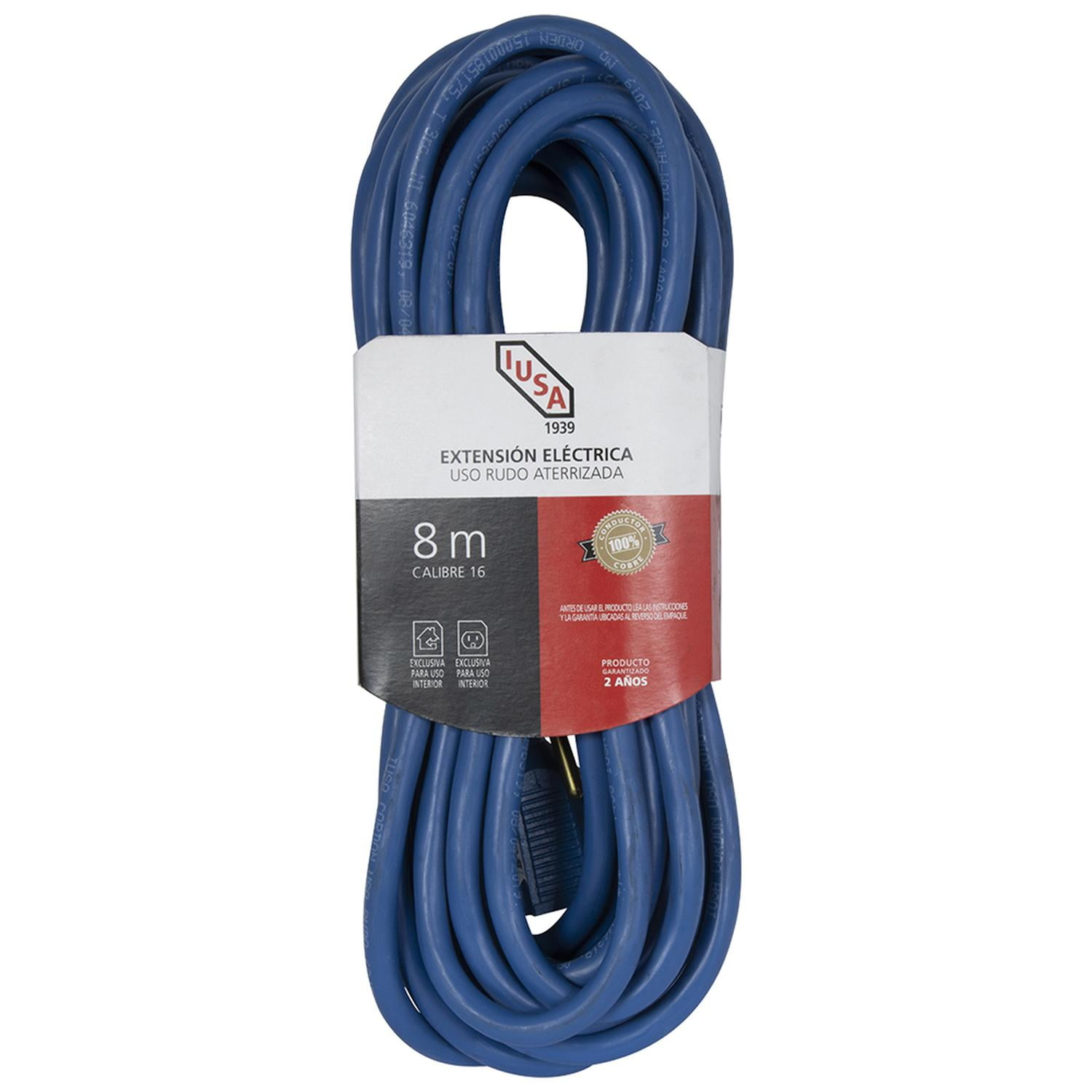 Extensión de Uso Rudo Aterrizada 8m IUSA Azul Clavija Recta | Walmart ...