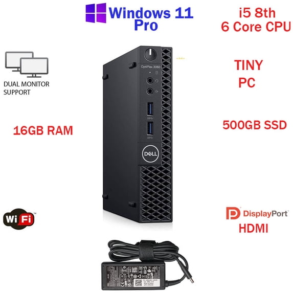 Restored Windows 11 Dell 6 core i5 8th gen 500GB SSD 16GB RAM WiFi ...