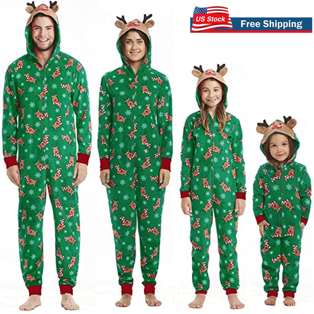 Caitzr Reindeer Christmas Family Matching Pajama For Family  Baby-Kids-Adult onesie unisex