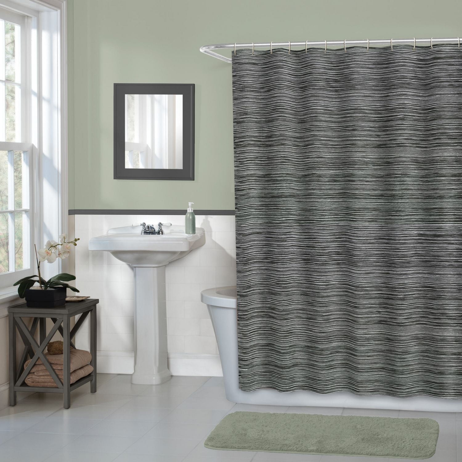 Click here for Hometrends Julian Fabric Shower Curtain  Black And... prices