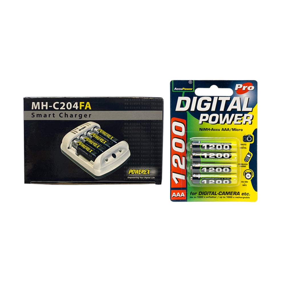Powerex MH-C204FA AA / AAA Smart Battery Charger & 4 x AAA NiMH ...
