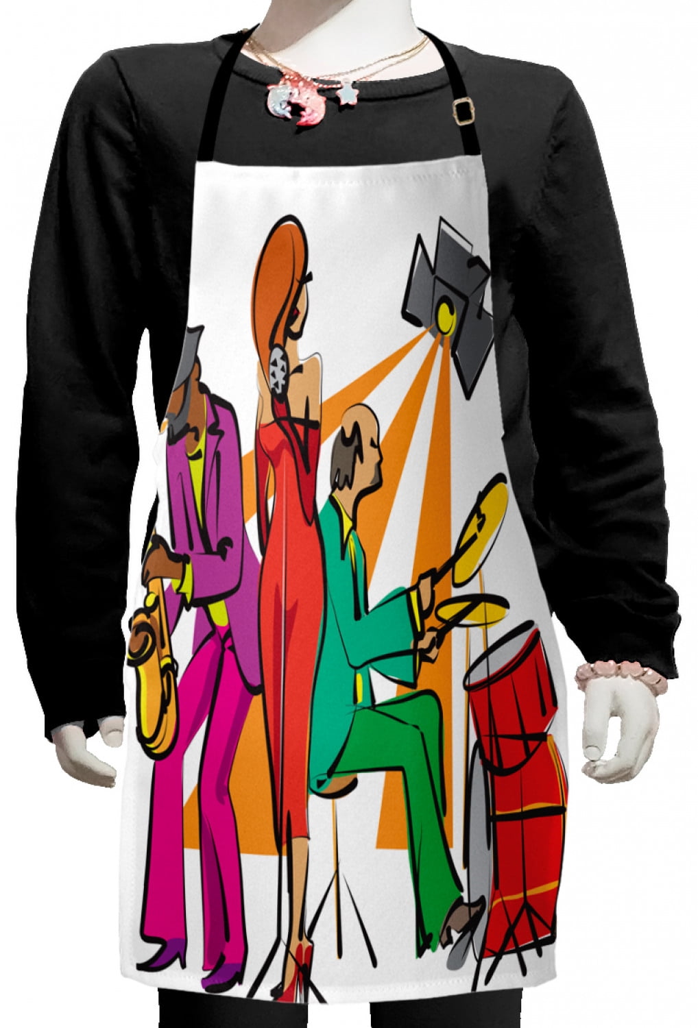 Music Kids Apron, Jazz Band Playing on the Stage with Singer and ...