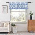 Blue and White Porcelain Floral Valance for Kitchen Windows Chinoiserie ...