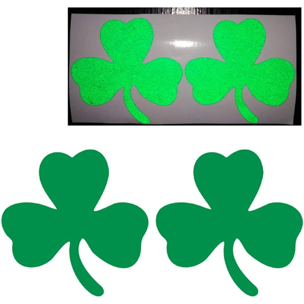 2.5" Clover 3-Leaf Shamrock Lucky Irish Flag Safety Green Reflective ...