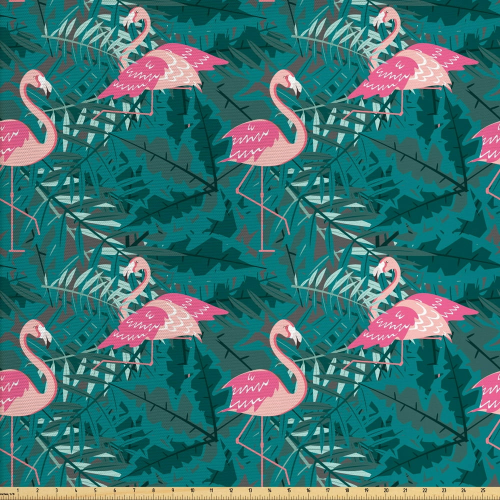 Flamingo Fabric by the Yard Upholstery, Repeating Exotic Pattern of ...