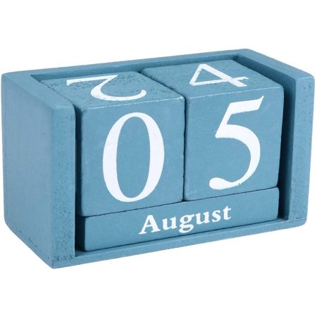 HTCM Wooden Desk Blocks Calendar Vintage Perpetual Block Month Date ...