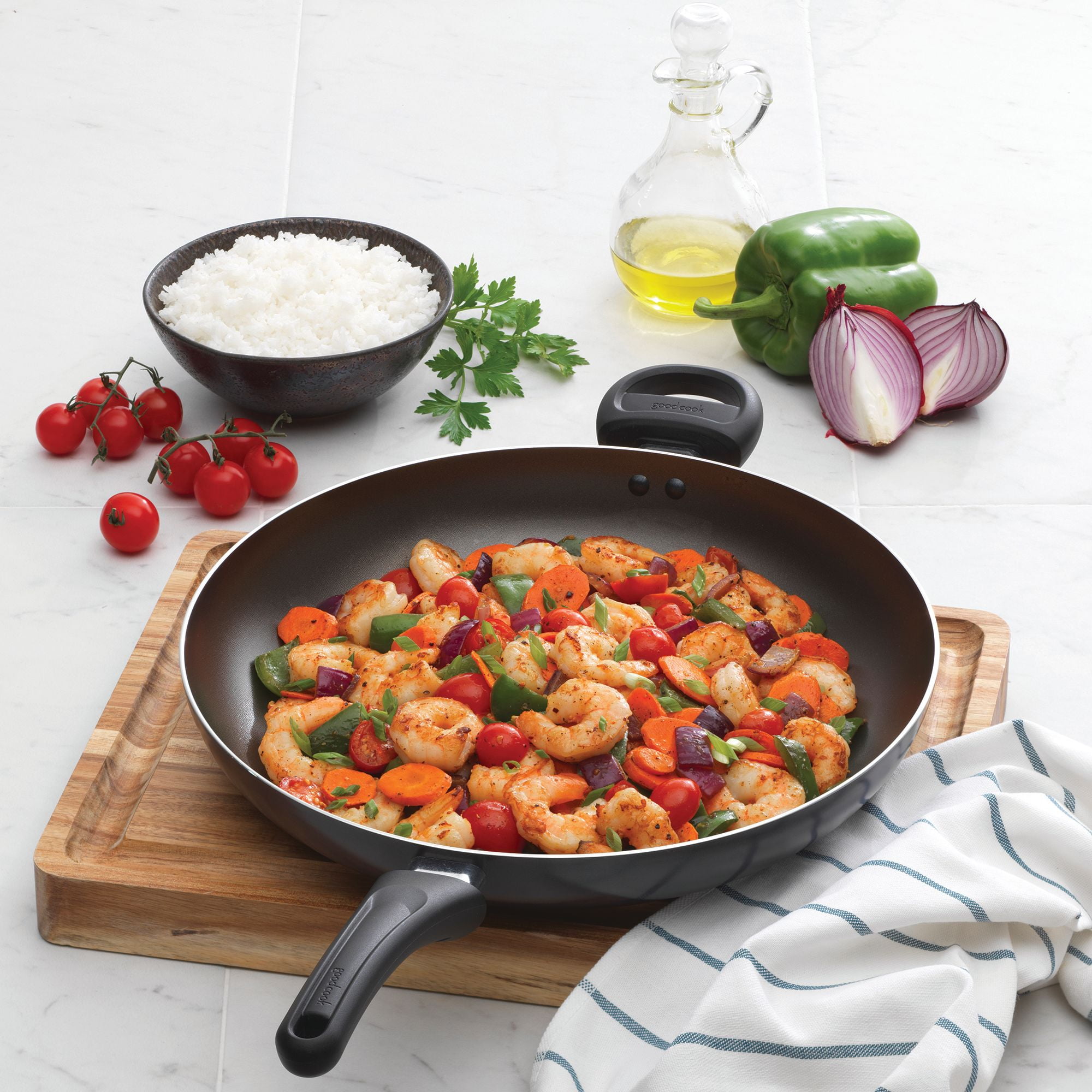 Goodcook, 13.5 inch Everyday Nonstick Fry Pan, Whole meal in one Pan ...
