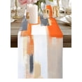 Burlap Table Runner 48 Inches Long, Abstract Orange Gray Square Non ...