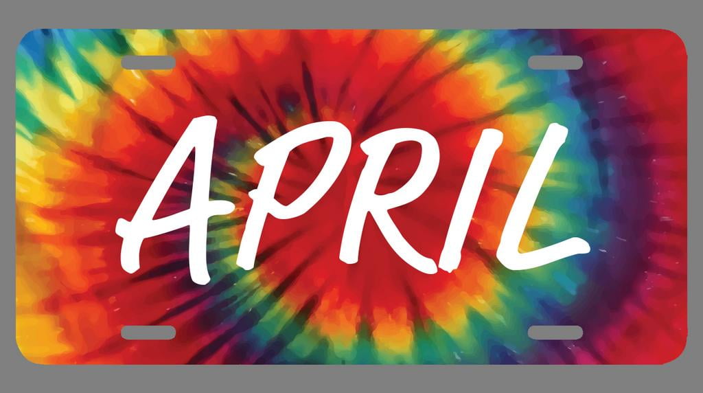 April Name Tie Dye Style License Plate Tag Vanity Novelty Metal | UV ...