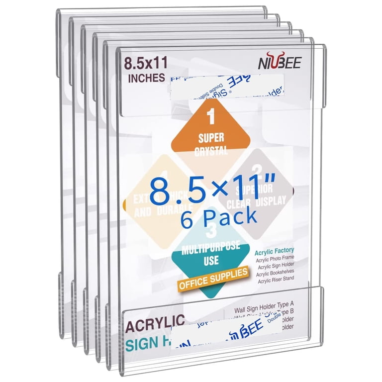 Menu Holders 8-Pack Acrylic Sign Holders 8.5x11 - Wall Mount Display ...
