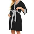 FAHXNVB Women's Maternity Nursing Robe Color Block Knitted Cotton ...