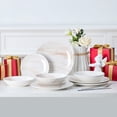 Round Kitchen Dinnerware Set Service for 4 Orange and Grey Marble 12 ...