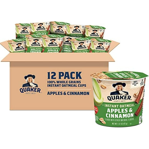 Quaker Instant Oatmeal Express Cups, Apples & Cinnamon, 1.51 Ounce ...
