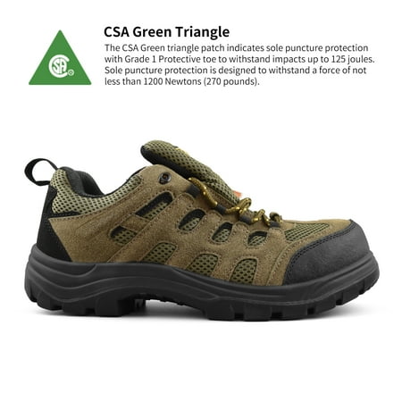 Tiger Safety CSA Men's Work Shoes Steel Toe Lightweight Suede Leather ...