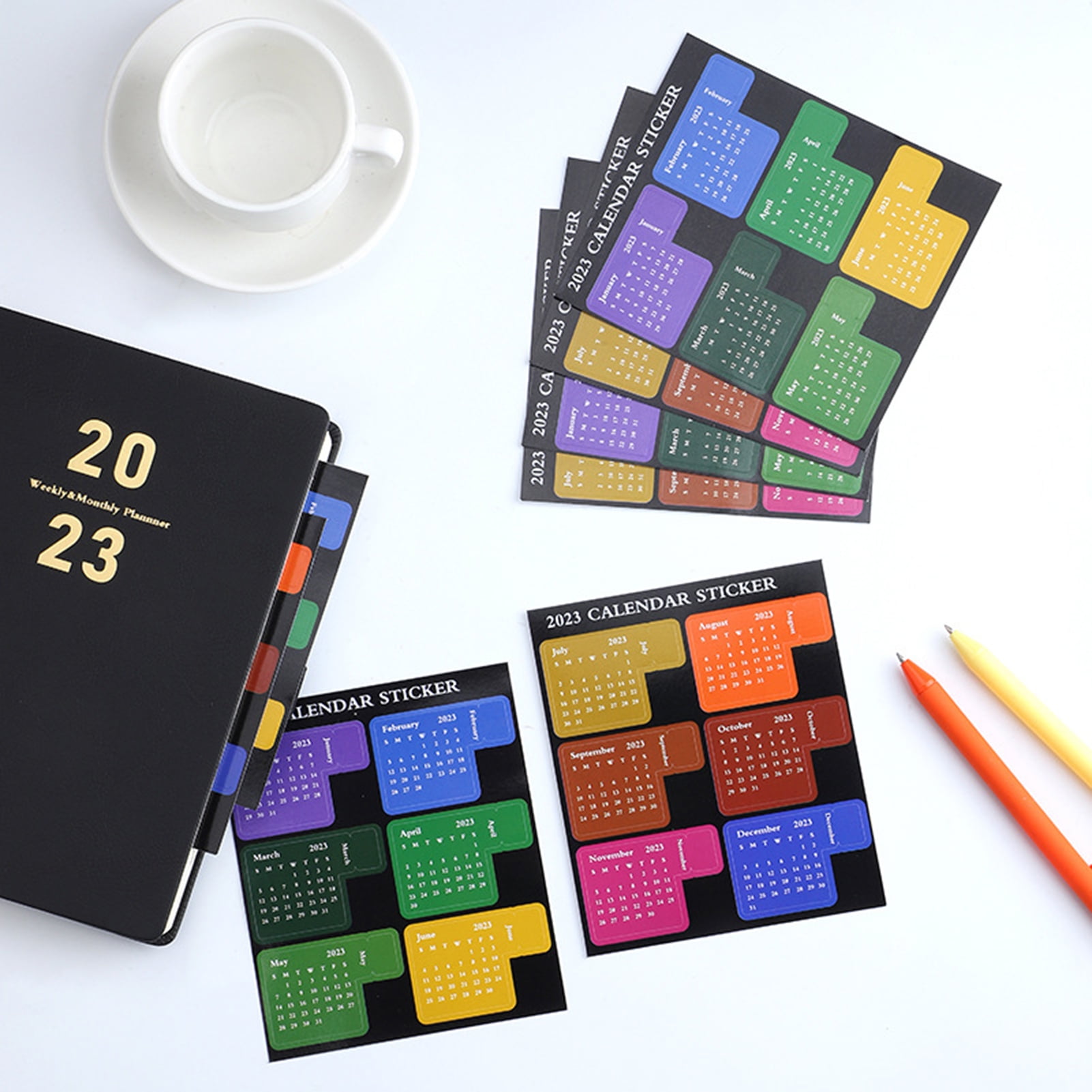 GROFRY 2 Pcs/Set Month Index Label Clear Print 2023 Calendar Decorative ...