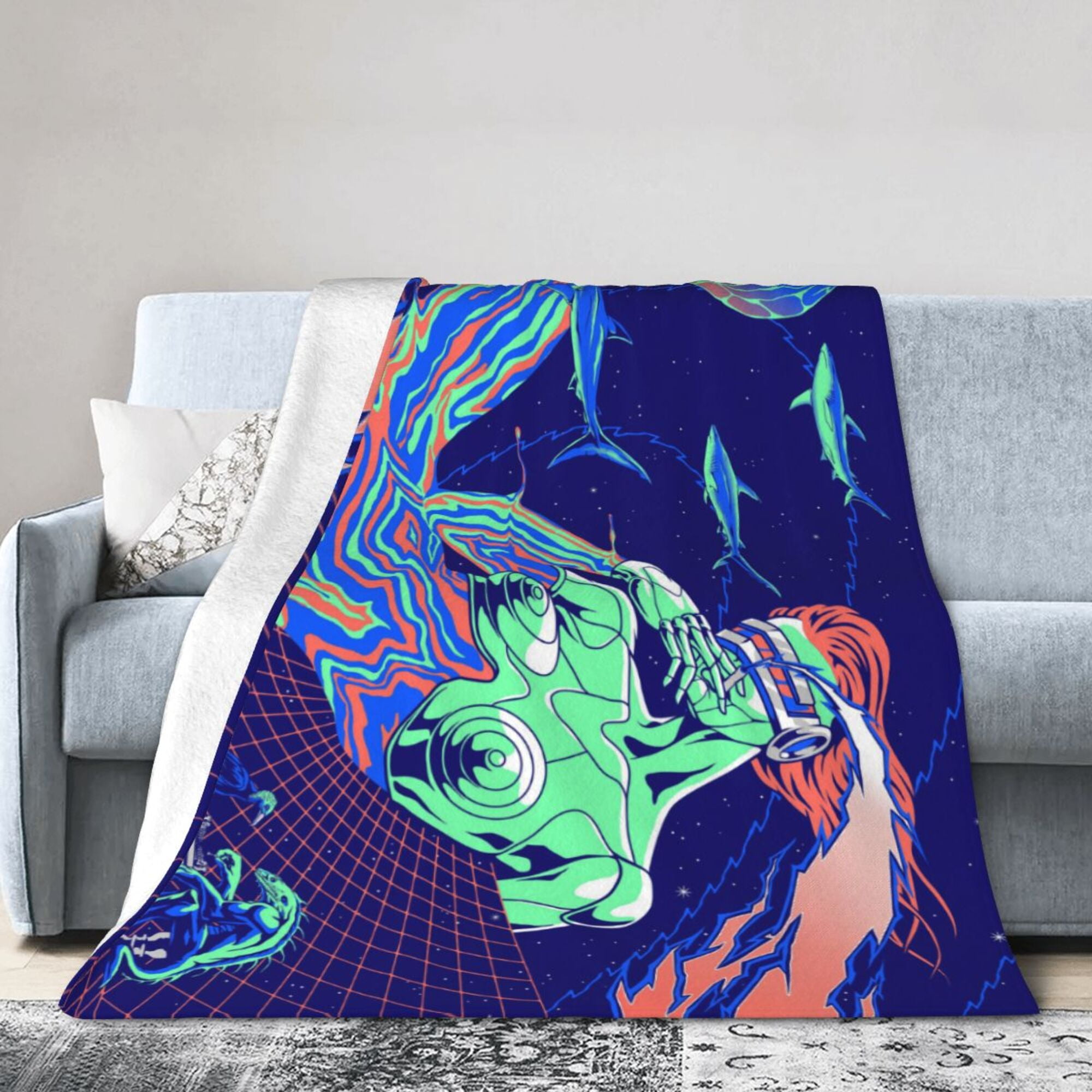 DouZhe Ultra-Soft Micro Fleece Lightweight Flannel Bed Blanket, Sci-Fi ...